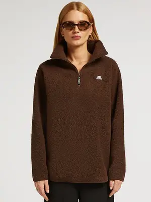 4TH ARQ Lennox Half-zip Fleece Sweatshirt - Brown