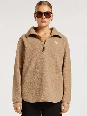 4TH ARQ Lennox Half-zip Fleece Sweatshirt - Croissant