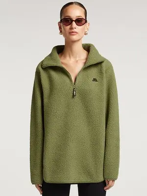 4TH ARQ Lennox Half-zip Fleece Sweatshirt - Sage