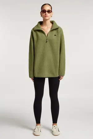 4TH ARQ Lennox Half-zip Fleece Sweatshirt - Sage