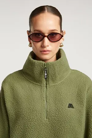 4TH ARQ Lennox Half-zip Fleece Sweatshirt - Sage