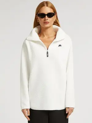 4TH ARQ Lennox Half-zip Fleece Sweatshirt - White