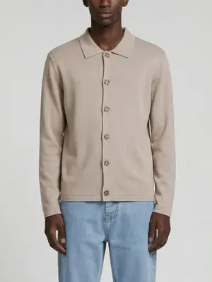WALKER & HUNT Milano Knit Button-front Cardigan - Sand