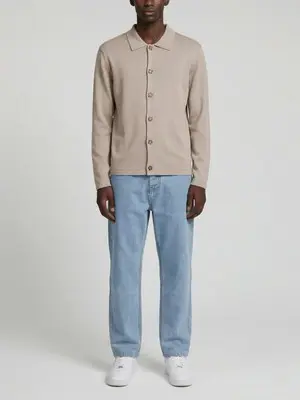 WALKER & HUNT Milano Knit Button-front Cardigan - Sand