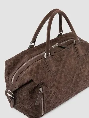 Officine Creative Armor 019 Hand-woven Leather Weekender Bag