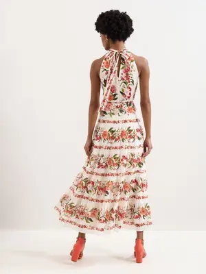 PHASE EIGHT Nita Halter Neck Floral Tiered Midi Dress