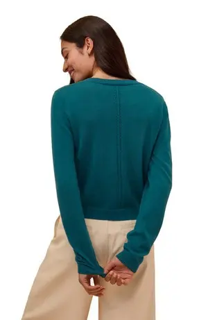 CELTIC & CO. Fine Knit Merino Crew Neck Cardigan