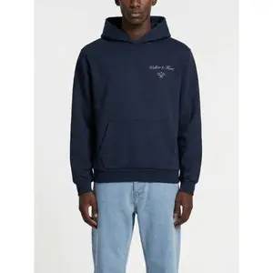WALKER & HUNT Relaxed St. Tropez Tennis Print Hoodie - Navy