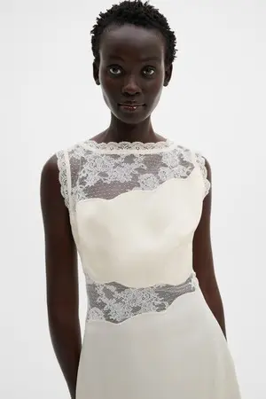 MALINA Desire Lace Trimmed Cut Out Midi Dress