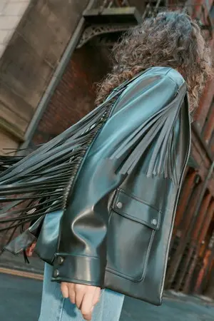 Nasty Gal Fringe Faux Leather Belted Jacket