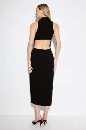 MISSPAP Premium Open Back Waistcoat Midi Dress
