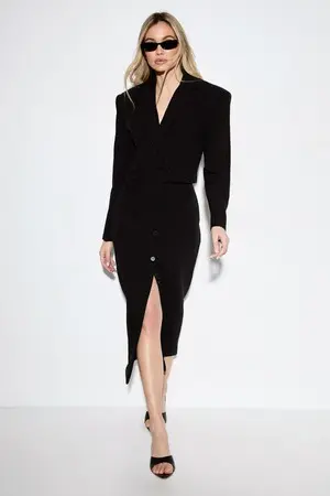 MISSPAP Premium Open Back Waistcoat Midi Dress