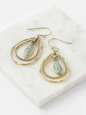 FAIR ANITA Adela Dangle Earrings With Chalcedony And Recycled Brass
