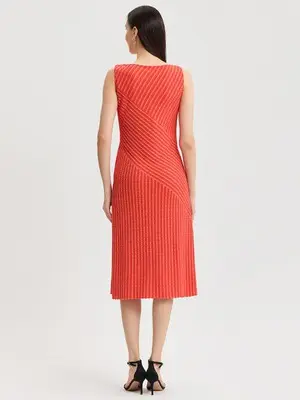 Misook Striped Lined Soft Knit Midi Dress