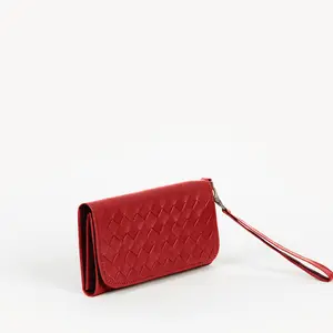 DEUX MAINS Woven Wristlet Wallet - Red