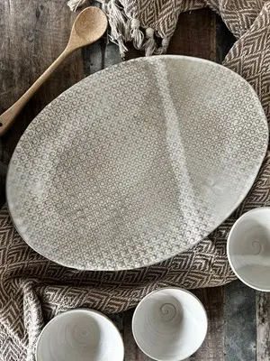 GINA DE SANTIS CERAMICS Alwood Caned Statement Platter
