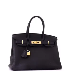 Hermès Birkin Handbag Black Togo With Gold Hardware 30