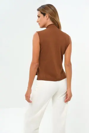 Anatomie Viola Sweater Knit Sleeveless Button-down Top