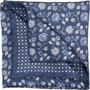 ELIZABETTA Nunziodouble Sided Silk Pocket Square For - Navy