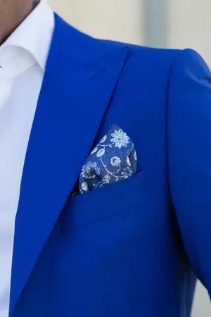 ELIZABETTA Nunziodouble Sided Silk Pocket Square For - Navy