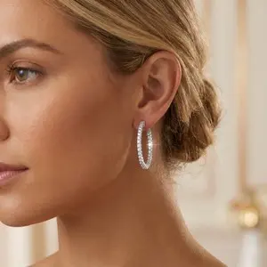 BLISS DIAMOND 1 Ct Diamond Inside-out Hoop Earrings