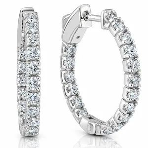 BLISS DIAMOND 1 Ct Diamond Inside-out Hoop Earrings - Silver