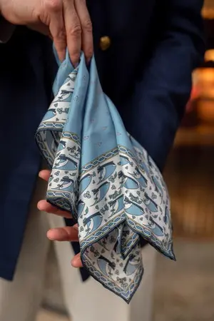 ELIZABETTA Ostiasilk Pocket Square For - Light Blue