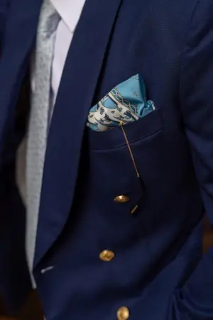 ELIZABETTA Ostiasilk Pocket Square For - Light Blue