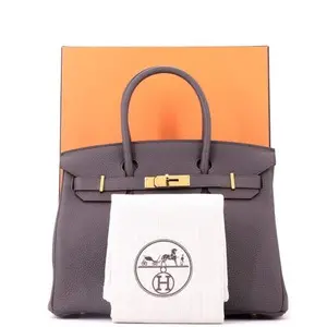Hermès Birkin Handbag Grey Togo With Gold Hardware 30