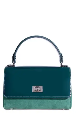JURGI Suede And Patent Leather Top Handle Bag - Emerald