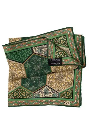 ELIZABETTA Dantesilk Pocket Square For - Emerald Green