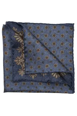 ELIZABETTA Brandodouble Sided Silk Pocket Square For - Blue