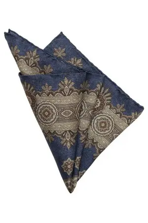 ELIZABETTA Brandodouble Sided Silk Pocket Square For - Blue