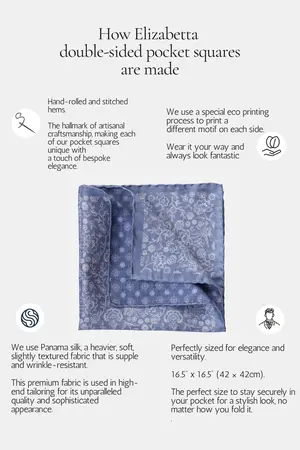 ELIZABETTA Brandodouble Sided Silk Pocket Square For - Blue