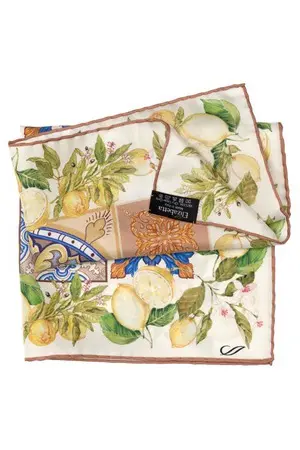 ELIZABETTA Messinasilk Pocket Square For - Terracotta
