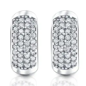 BLISS DIAMOND 1/4 Carat Lab Grown Diamond Pave Huggie Hoop Earrings