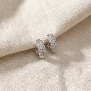 BLISS DIAMOND 1/4 Carat Lab Grown Diamond Pave Huggie Hoop Earrings