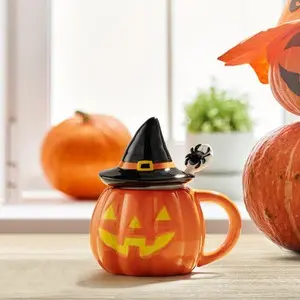 MR. HALLOWEEN 18 Oz. Jack-o-lantern Lidded Mug With Spoon