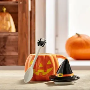 MR. HALLOWEEN 18 Oz. Jack-o-lantern Lidded Mug With Spoon