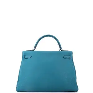 Hermès Kelly Handbag Blue Togo With Palladium Hardware 32 - Bleu Izmir