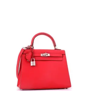 Hermès Kelly Handbag Pink Epsom With Palladium Hardware 25