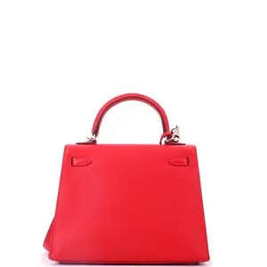 Hermès Kelly Handbag Pink Epsom With Palladium Hardware 25
