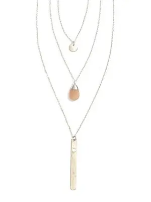 FAIR ANITA Convertible Triple Strand Necklace With Chalcedony Pendant - Silver