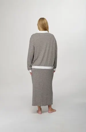 BY TESS COLLECTION Kyra Striped Maxi Skirt - Grey