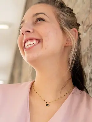 FAIR ANITA Beaded Gold Drop Necklace With Stone