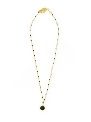 FAIR ANITA Beaded Gold Drop Necklace With Stone