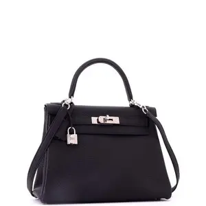 Hermès Kelly Handbag Black Togo With Palladium Hardware 28 - Noir