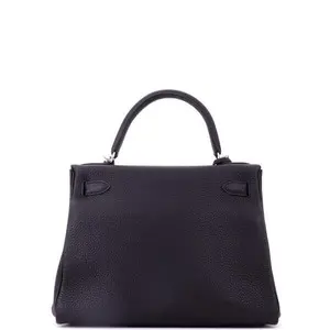 Hermès Kelly Handbag Black Togo With Palladium Hardware 28 - Noir