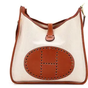 HERMÈS Evelyne Bag Gen I Toile And Leather Pm
