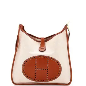 HERMÈS Evelyne Bag Gen I Toile And Leather Pm